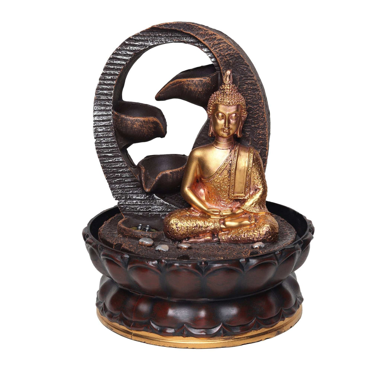 Lord Buddha Tabletop Waterfall Fountain - Golden Brown This Lord Buddha ...