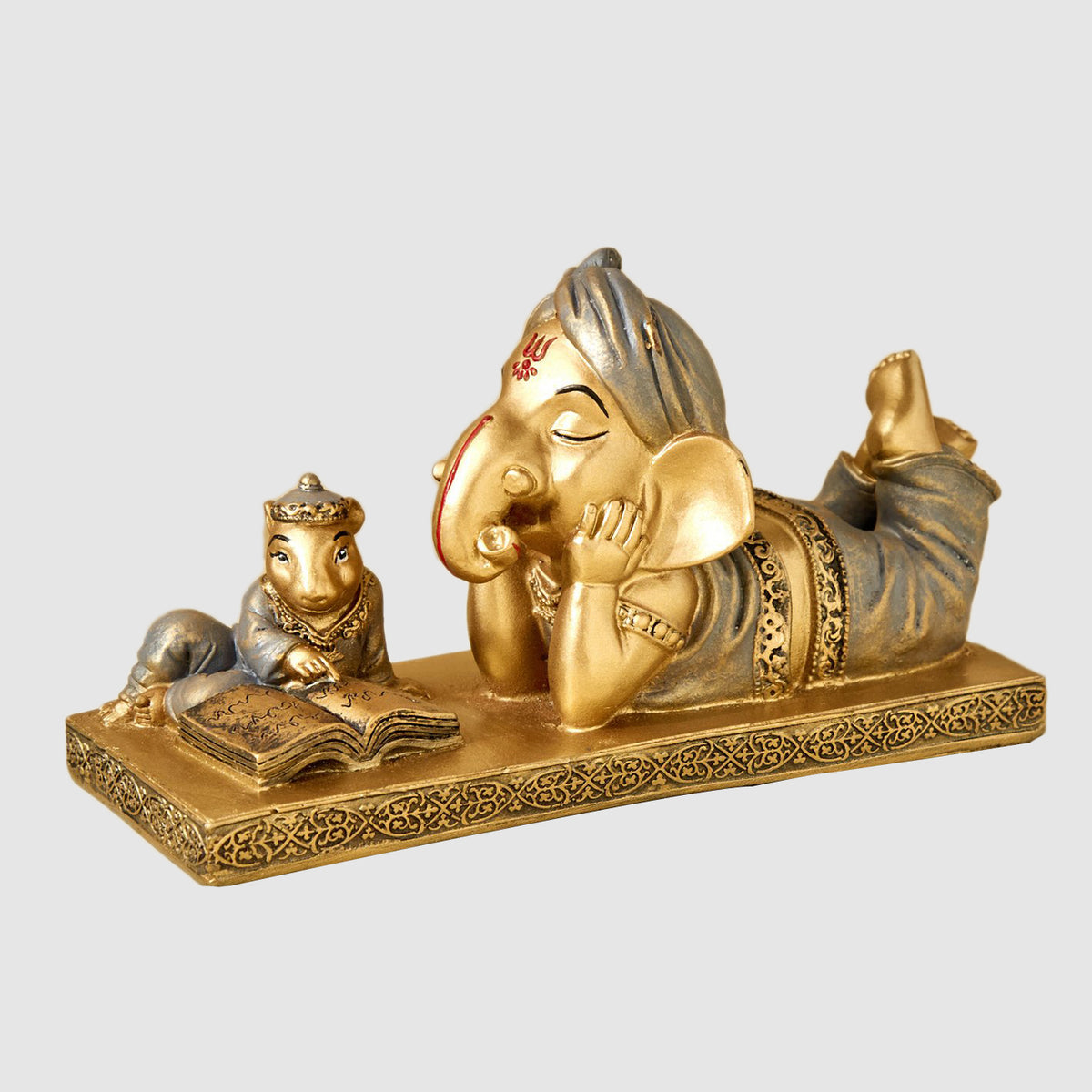 Lord Ganesha with Mouse Figurine- Golden Expertly crafted from high ...