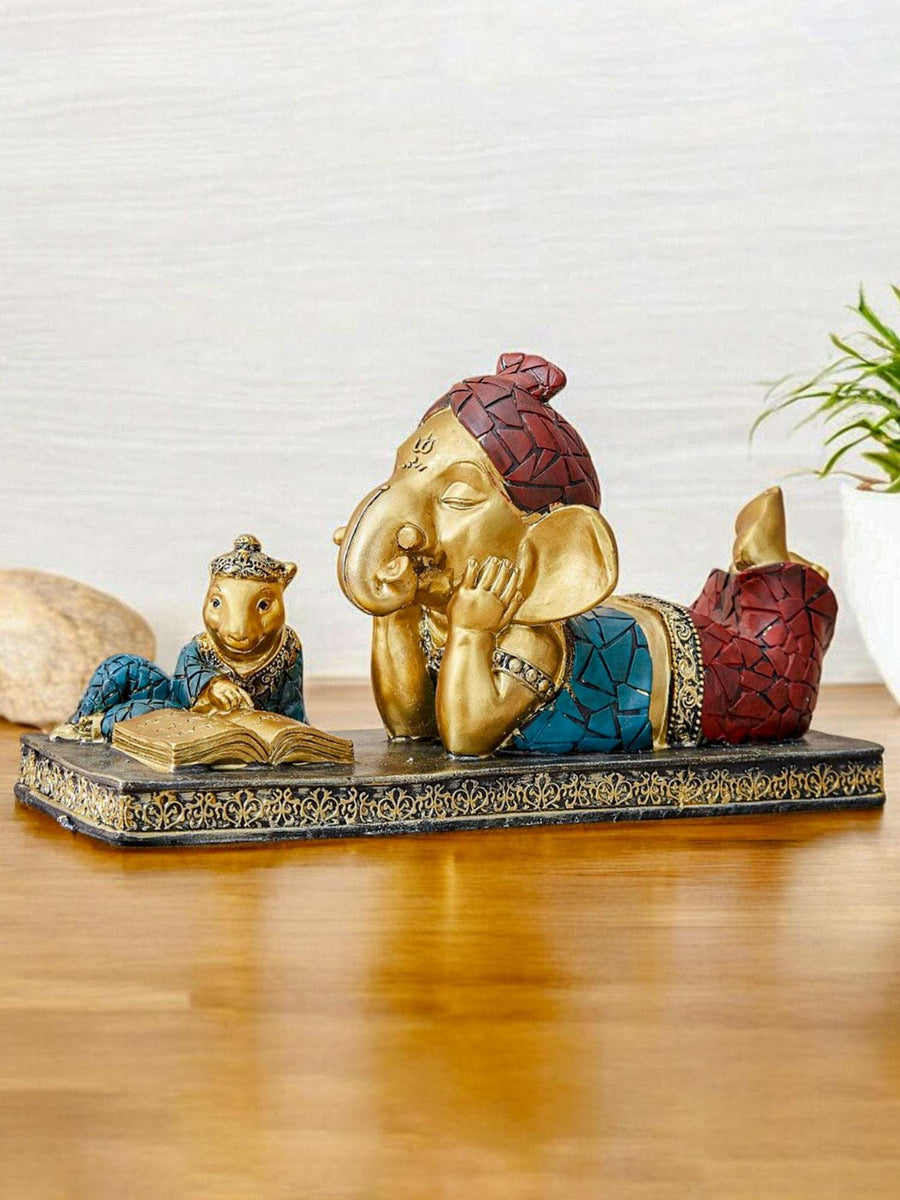 Lord Ganesha with Mushak Statue - Multicolor Elevate your space with ...
