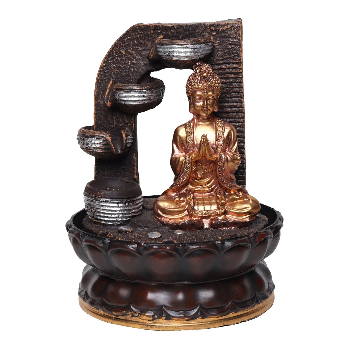 Buddha Waterfall Fountain Meditation 4 Tier With LED Light Introducing ...